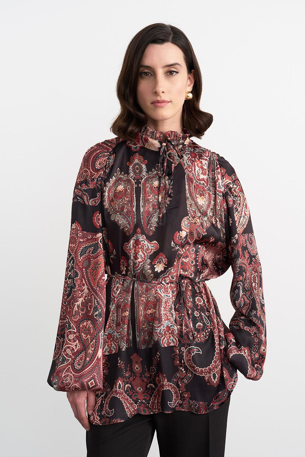 Emma Patterned Tunic Black – Kadriye Baştürk Global