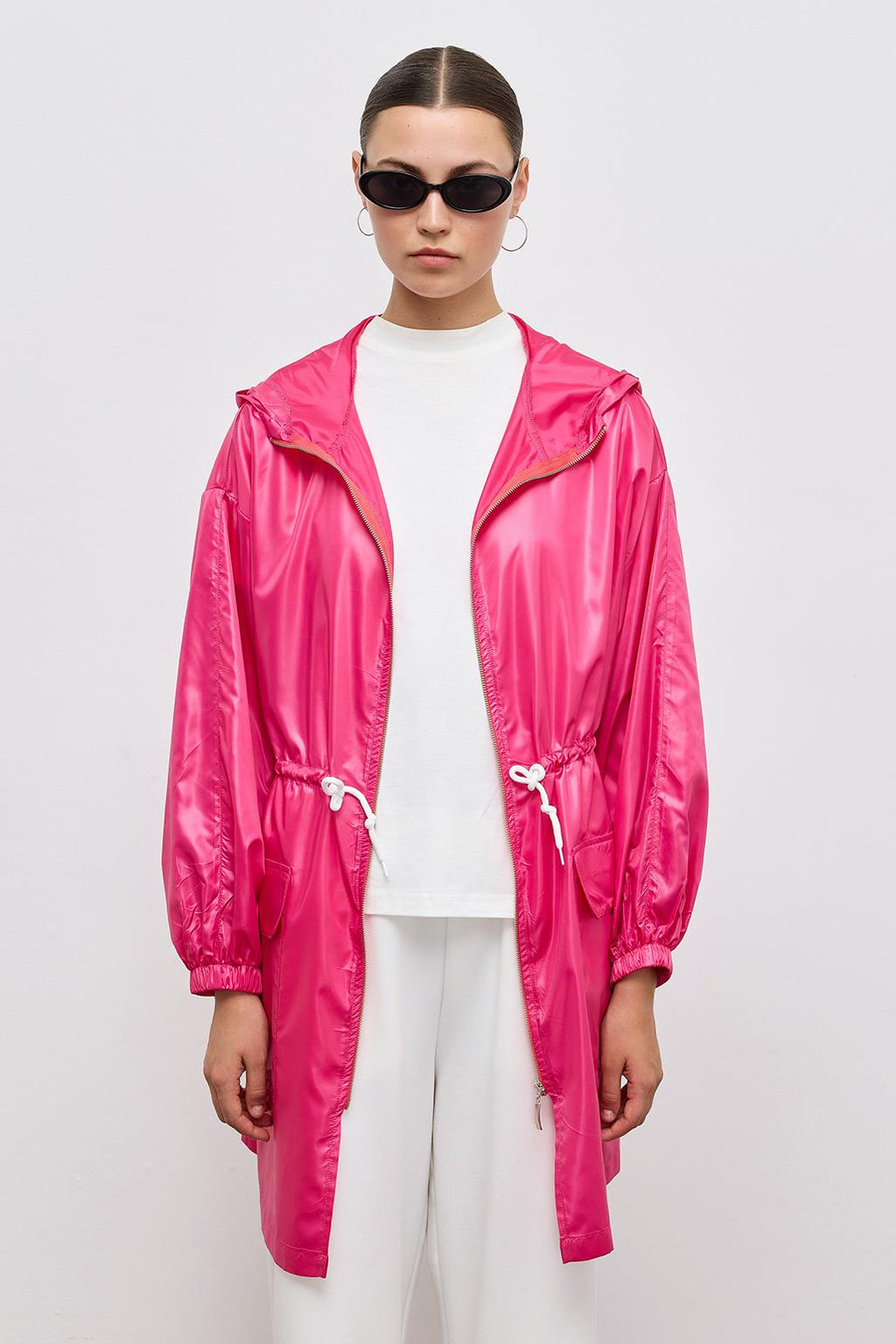 Hooded Raincoat Fuchsia – Kadriye Baştürk Global