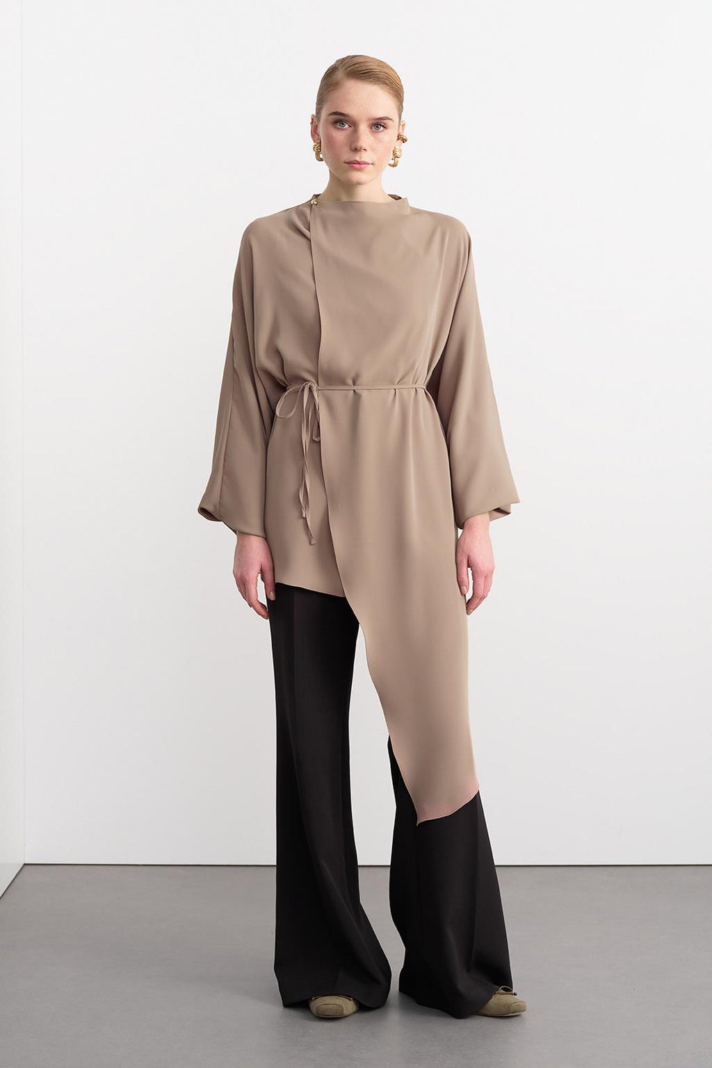 Olden Long Tunic Beige – Kadriye Baştürk Global