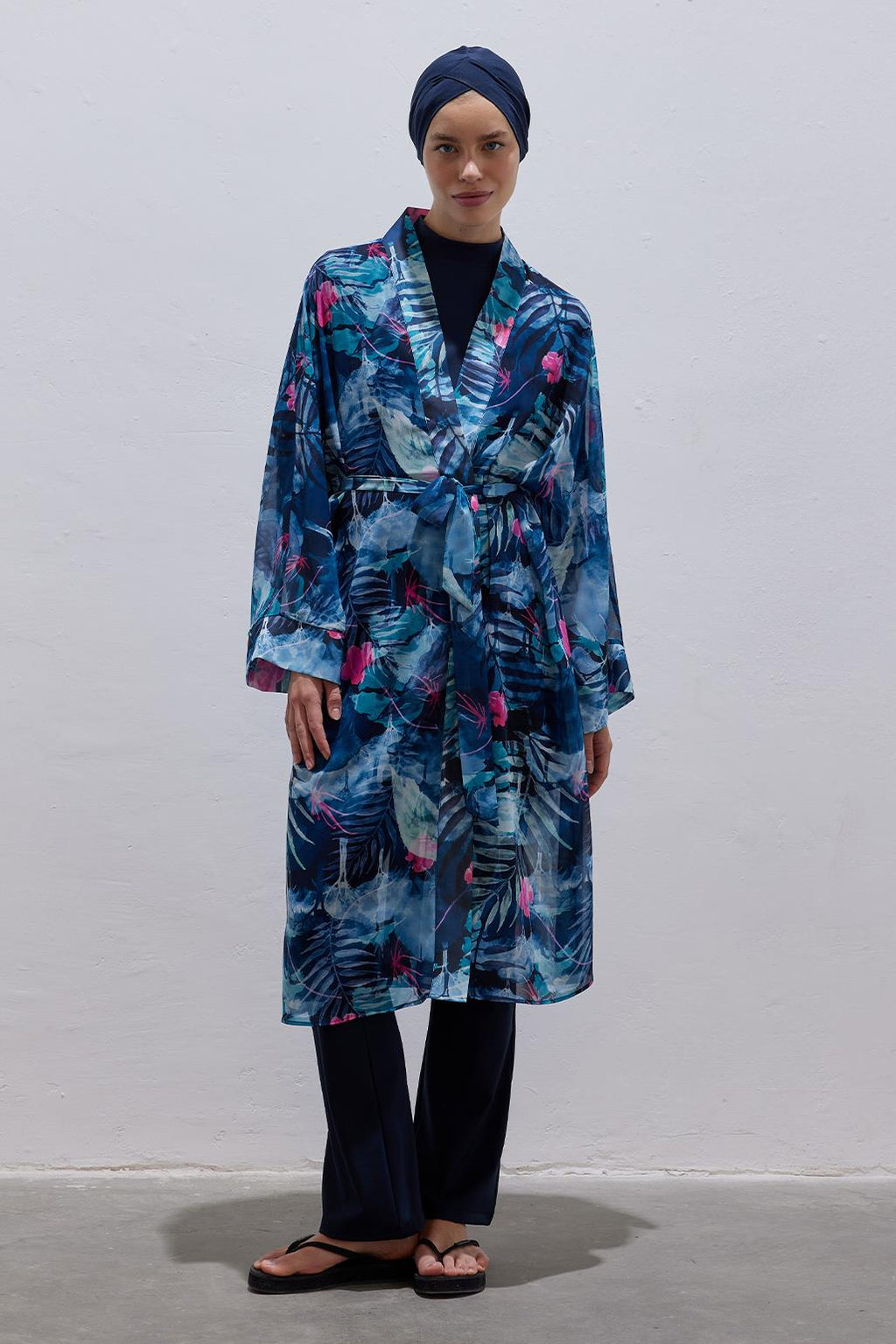Modest Tied Wrap Pareo Abaya Blue – Kadriye Baştürk Global